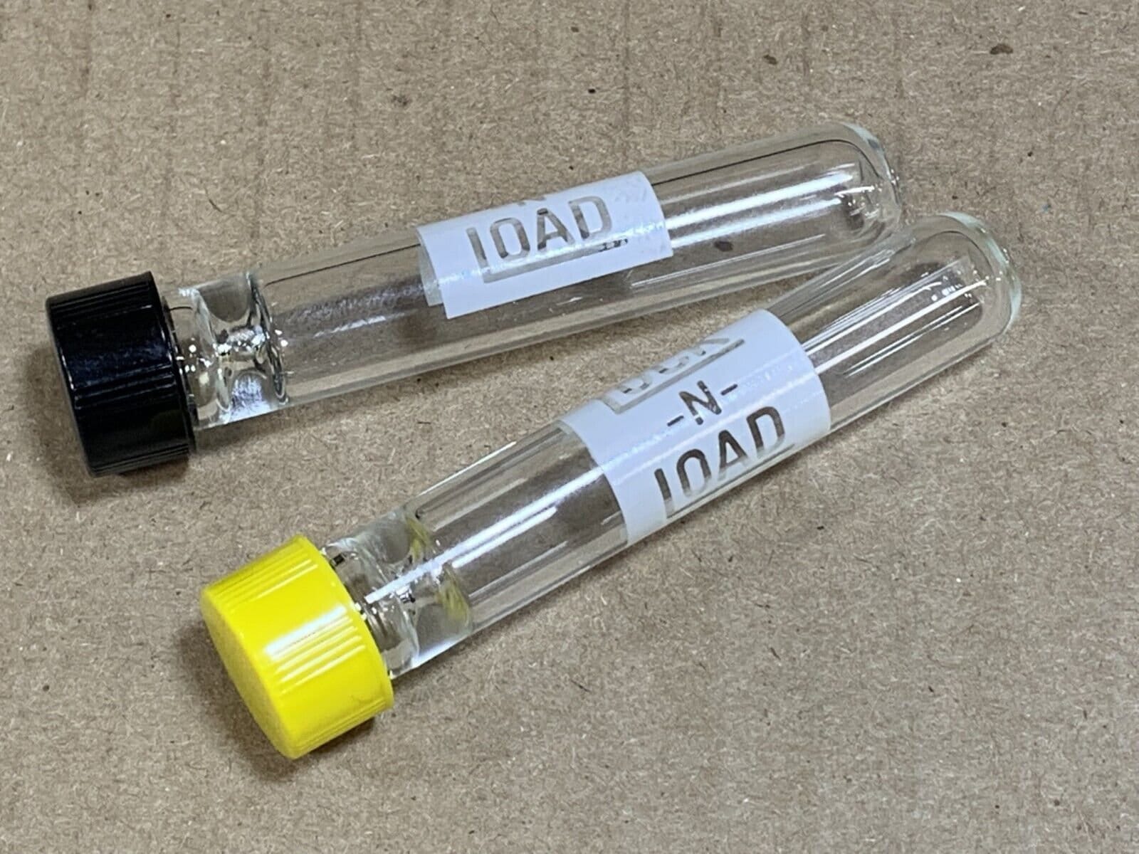 TWO X 'lock N Load' Black and Yellow COLOR TOPS Glass Chillum Pipes W ...