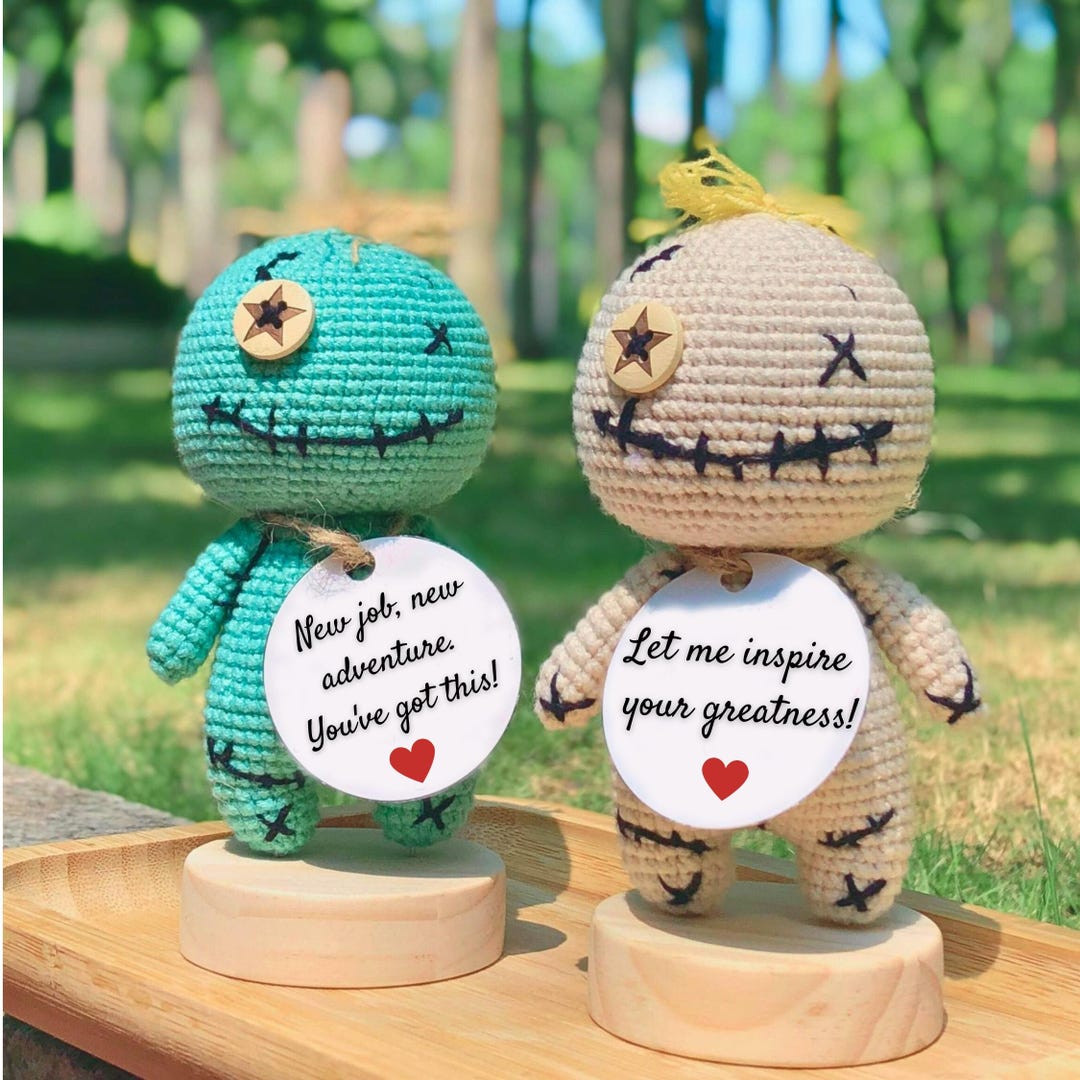 Crochet Voodoo Doll, New Job Gift, Customizable Inspirational Tag ...