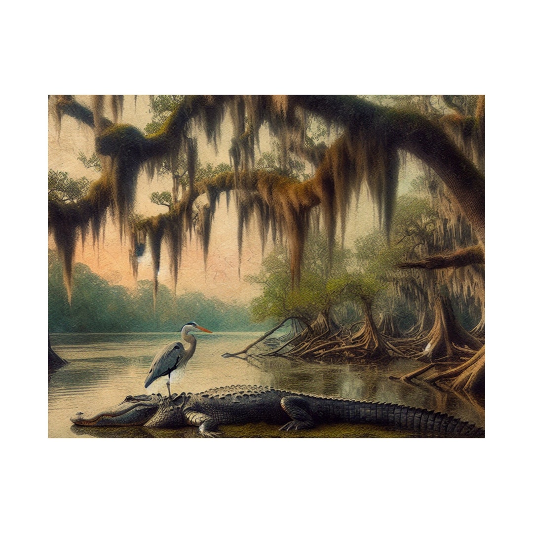 Swamp With Alligator Picture, Louisiana Swamp Wall Hanging, Florida ...