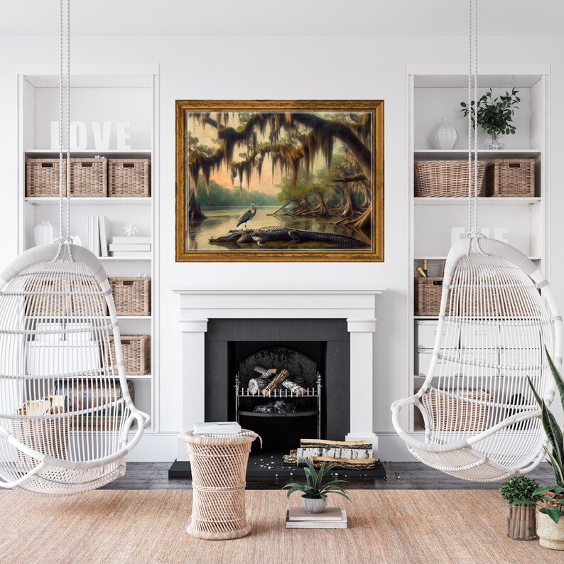 Swamp With Alligator Picture, Louisiana Swamp Wall Hanging, Florida ...