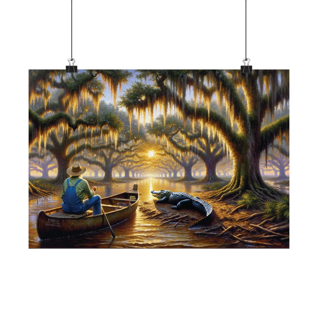 Swamp With Alligator Picture, Louisiana Swamp Wall Hanging, Florida ...