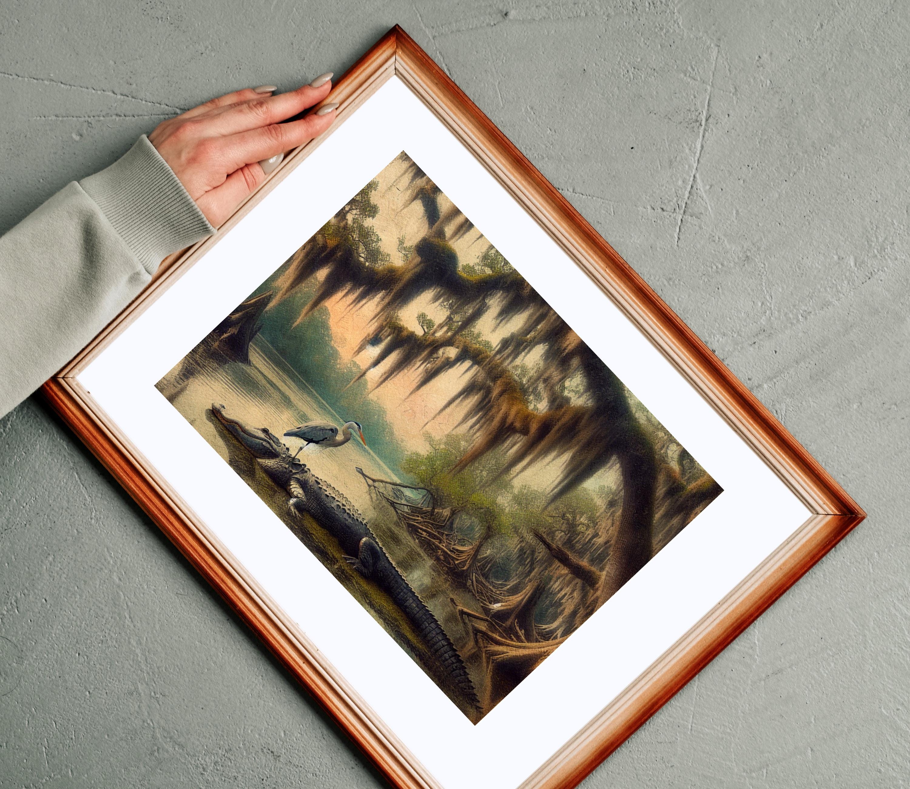 Swamp With Alligator Picture, Louisiana Swamp Wall Hanging, Florida ...