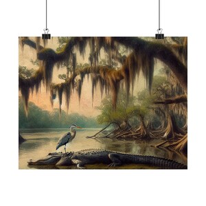 Swamp With Alligator Picture, Louisiana Swamp Wall Hanging, Florida ...