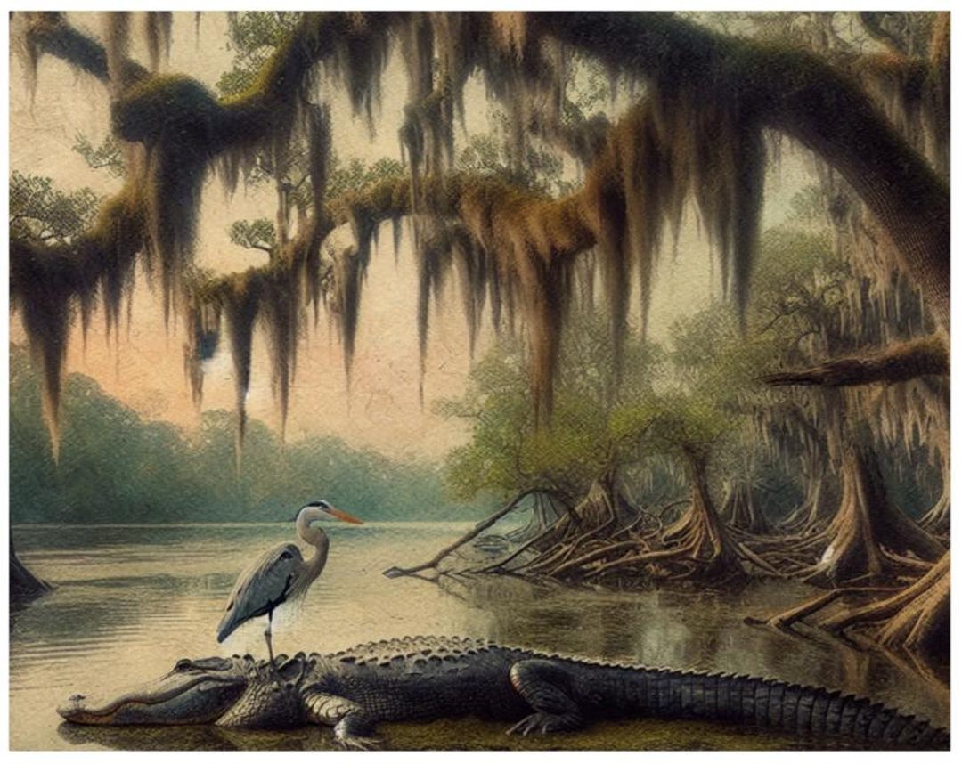 Swamp With Alligator Picture, Louisiana Swamp Wall Hanging, Florida ...