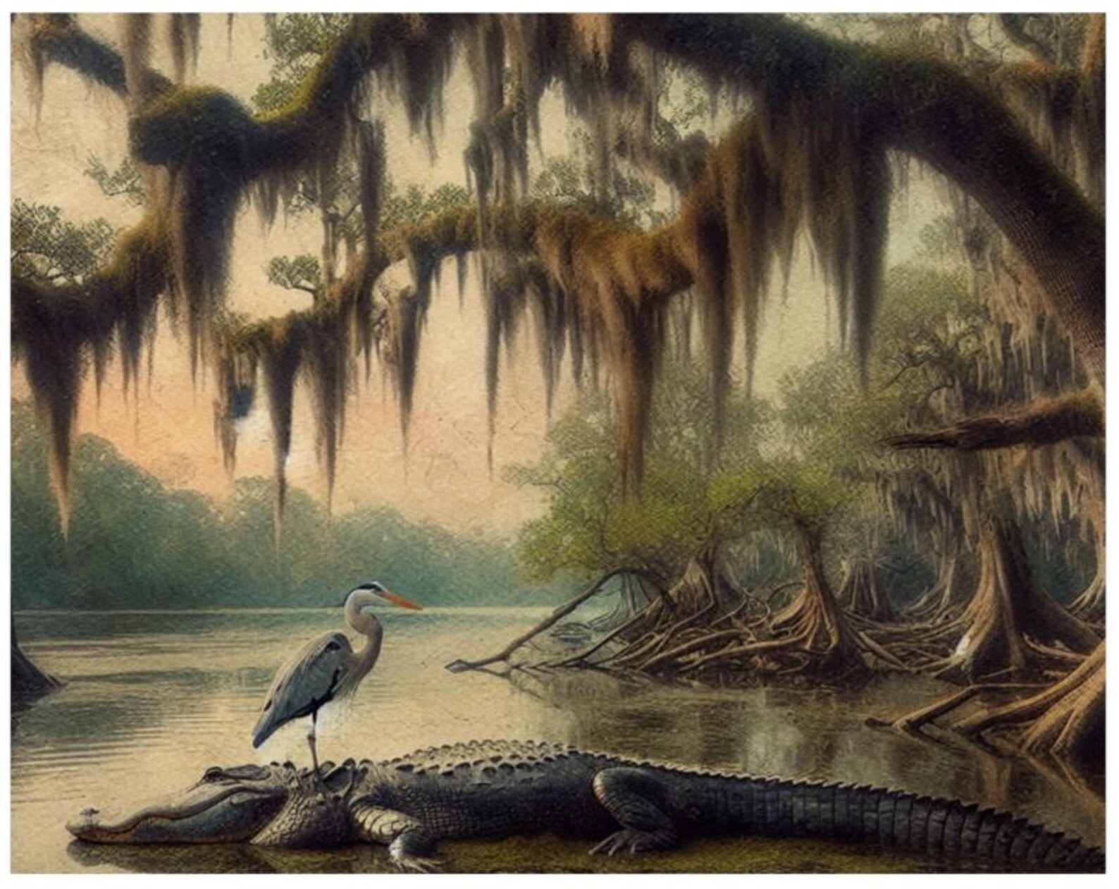 Swamp With Alligator Picture, Louisiana Swamp Wall Hanging, Florida ...