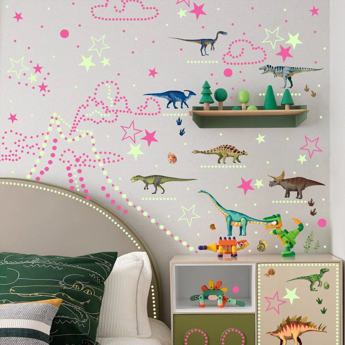 Dino Wall Stickers/decal , Cool Dinosaur Wall Art Decal, Dino Themed ...