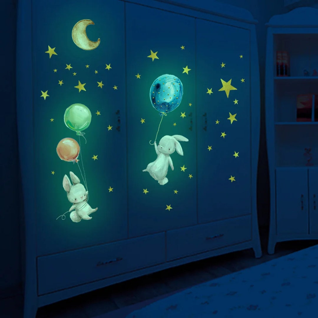 Luminescent Bunny Nursery Decal/sticker Playful Fantasy Vinyl Sticker ...