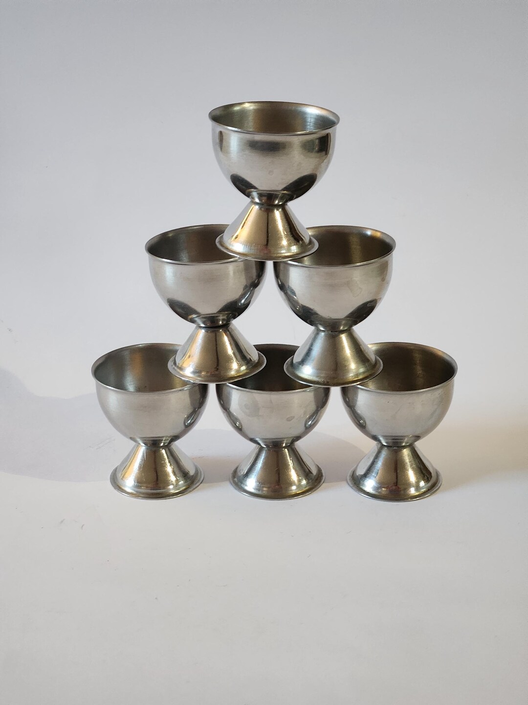 6 Vintage Stainless Steel Egg Cups - Etsy