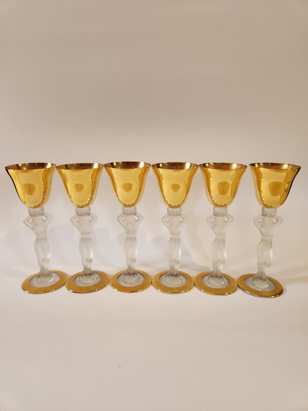 6 Bayel Crystal Stemmed Glasses, Venus Model. Vintage 1970. Rare. - Etsy