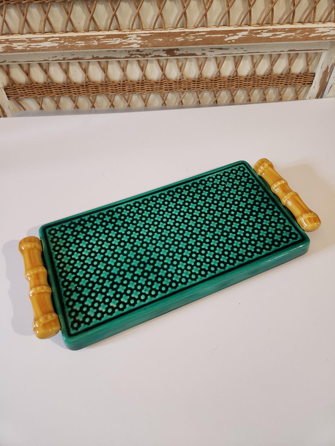Vintage Cane and Bamboo Effect Trivet - Etsy