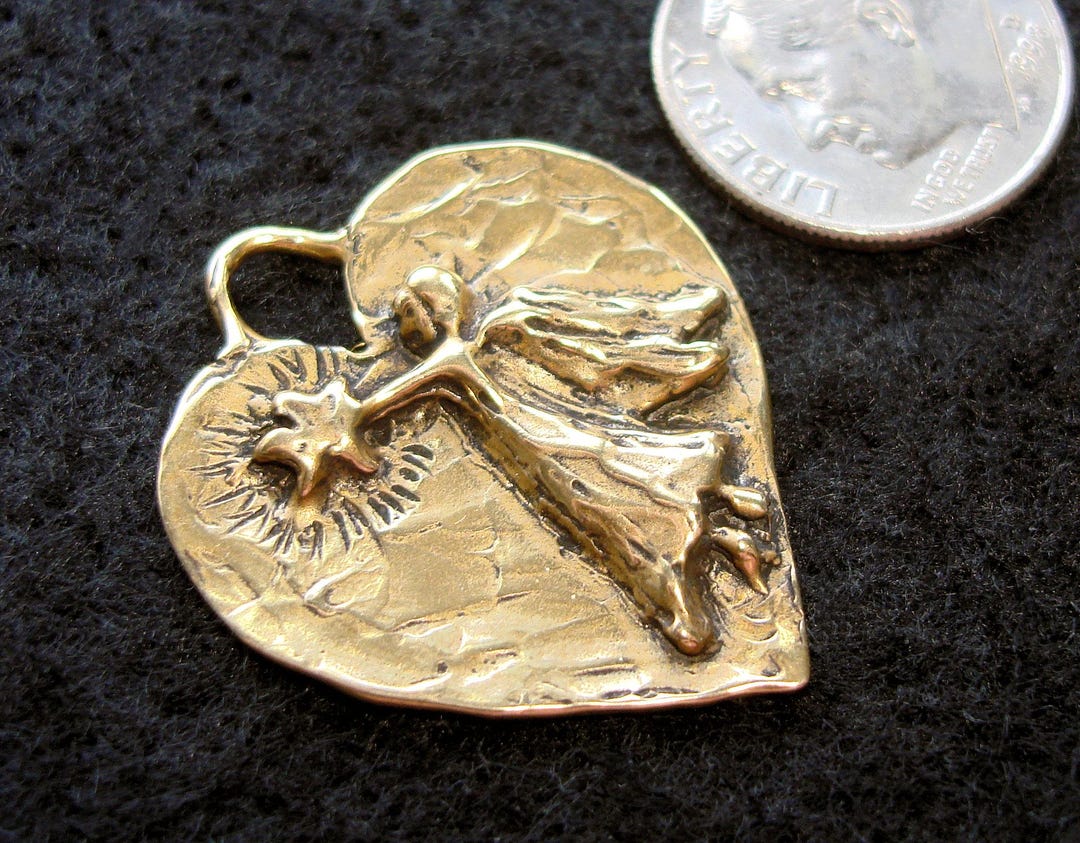 Cathy Dailey Bronze ANGEL HEART CHARM - 28mm X 25mm - Etsy