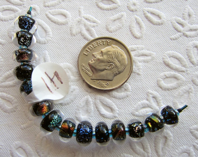 SABRINA Pearson Lampwork Bead Set 14 Small, Dichroic Glass Beads 5mm X ...