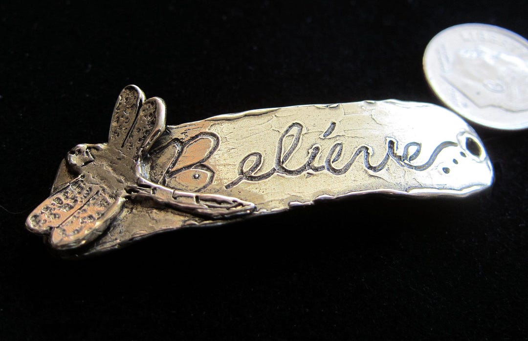 Cathy Dailey Bronze DRAGONFLY & BELIEVE Curved Bracelet Link 48mm X 12mm - Etsy