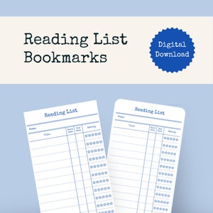 Printable Reading List Bookmark | Record Title Dates Rating | Digital ...