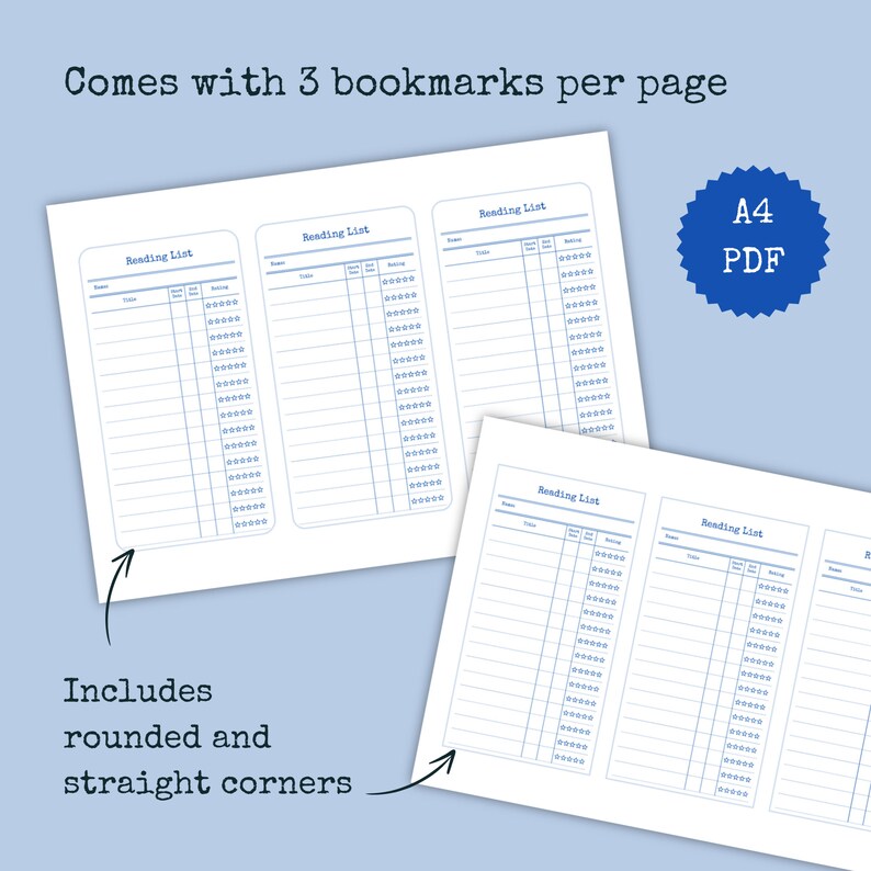 Printable Reading List Bookmark | Record Title Dates Rating | Digital ...
