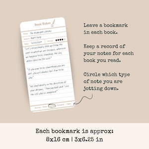 Printable Book Notes Bookmark | Book Thoughts Quotes Review | Digital ...