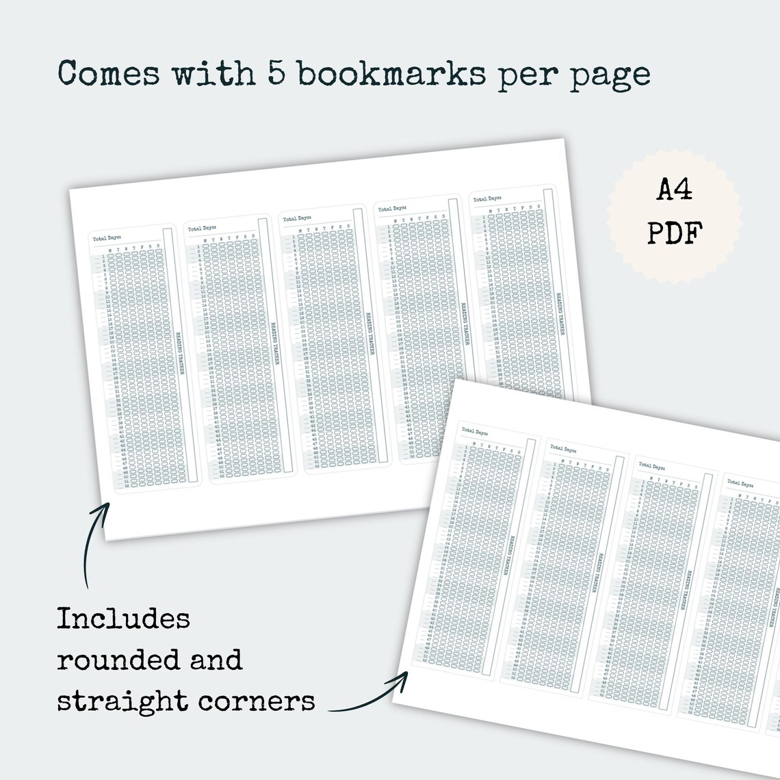 Printable Days Read Tracker Bookmark | Weeks Version | Days Read per ...