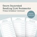 Printable Reading Lists by Genre Bookmarks | Wider Rows for Recording ...