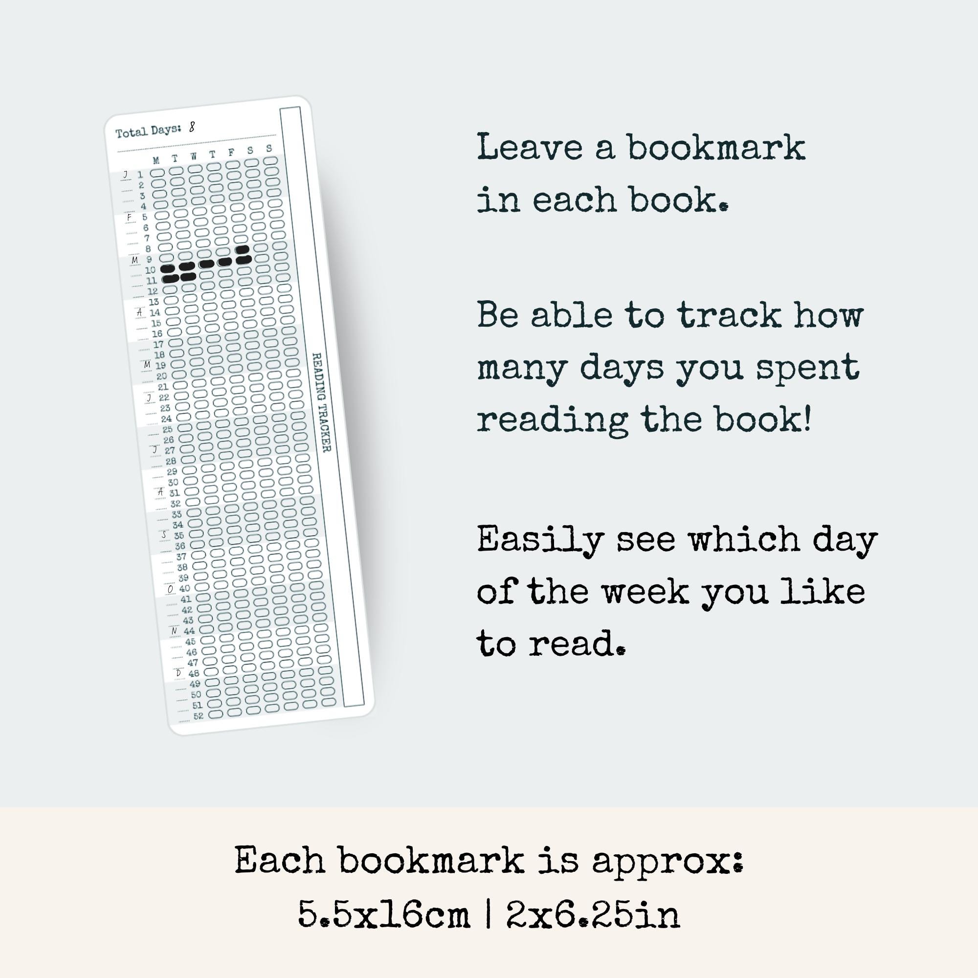 Printable Days Read Tracker Bookmark | Weeks Version | Days Read per ...