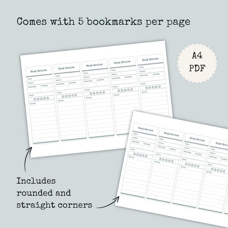 Printable Book Review Bookmark | Book Rating | Book Reading Tracker ...