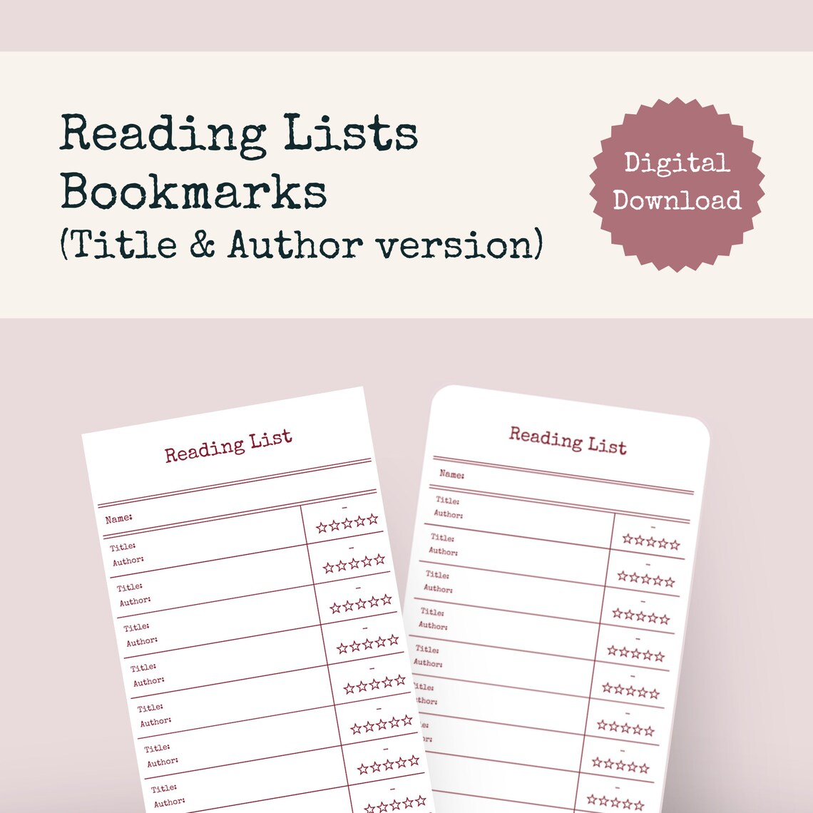 Printable Reading List Bookmark | Wider Rows for Recording Title ...
