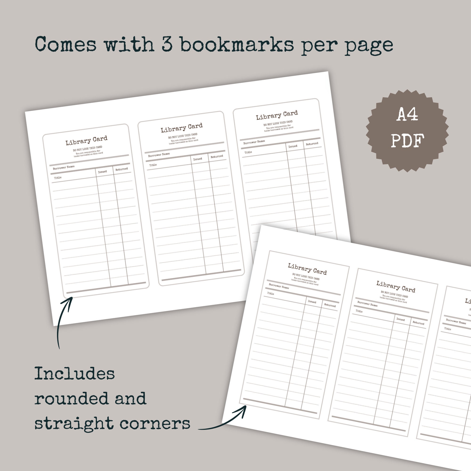 Printable Library Card Bookmark | Vintage Library Card Reading List ...