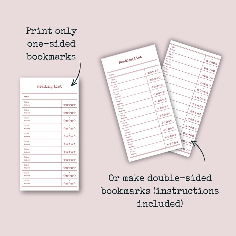 Printable Reading List Bookmark | Wider Rows for Recording Title ...