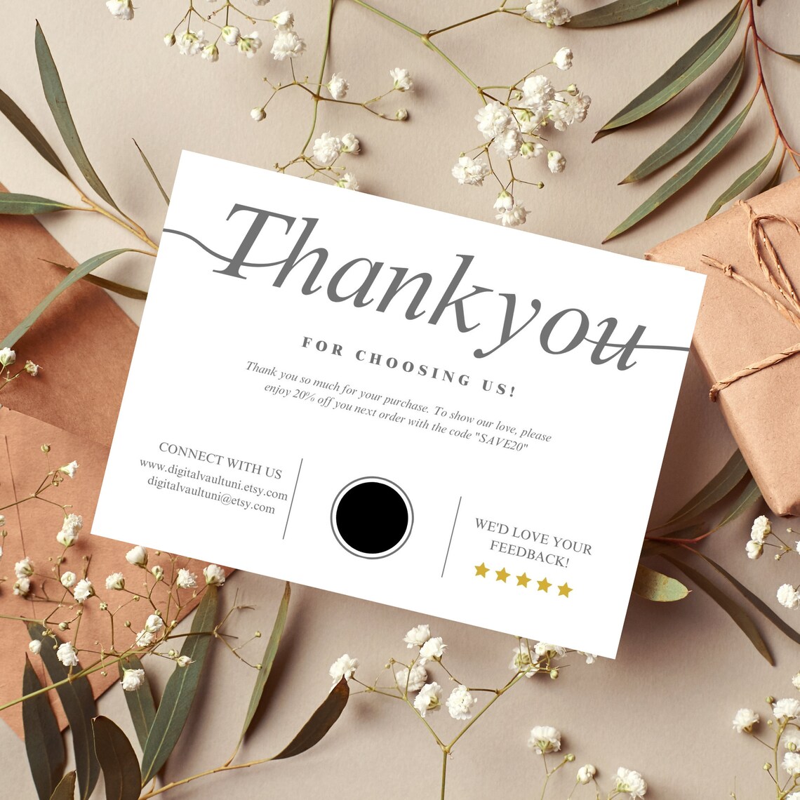 Editable Thank You Card, Printable Thank You Card, Digital Thank You ...