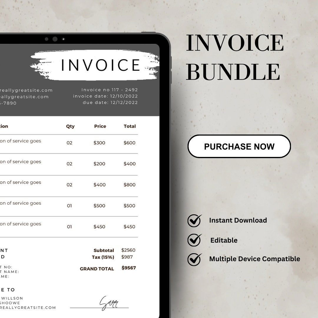 Editable Billing Form, Editable Invoice Template, Downloadable ...
