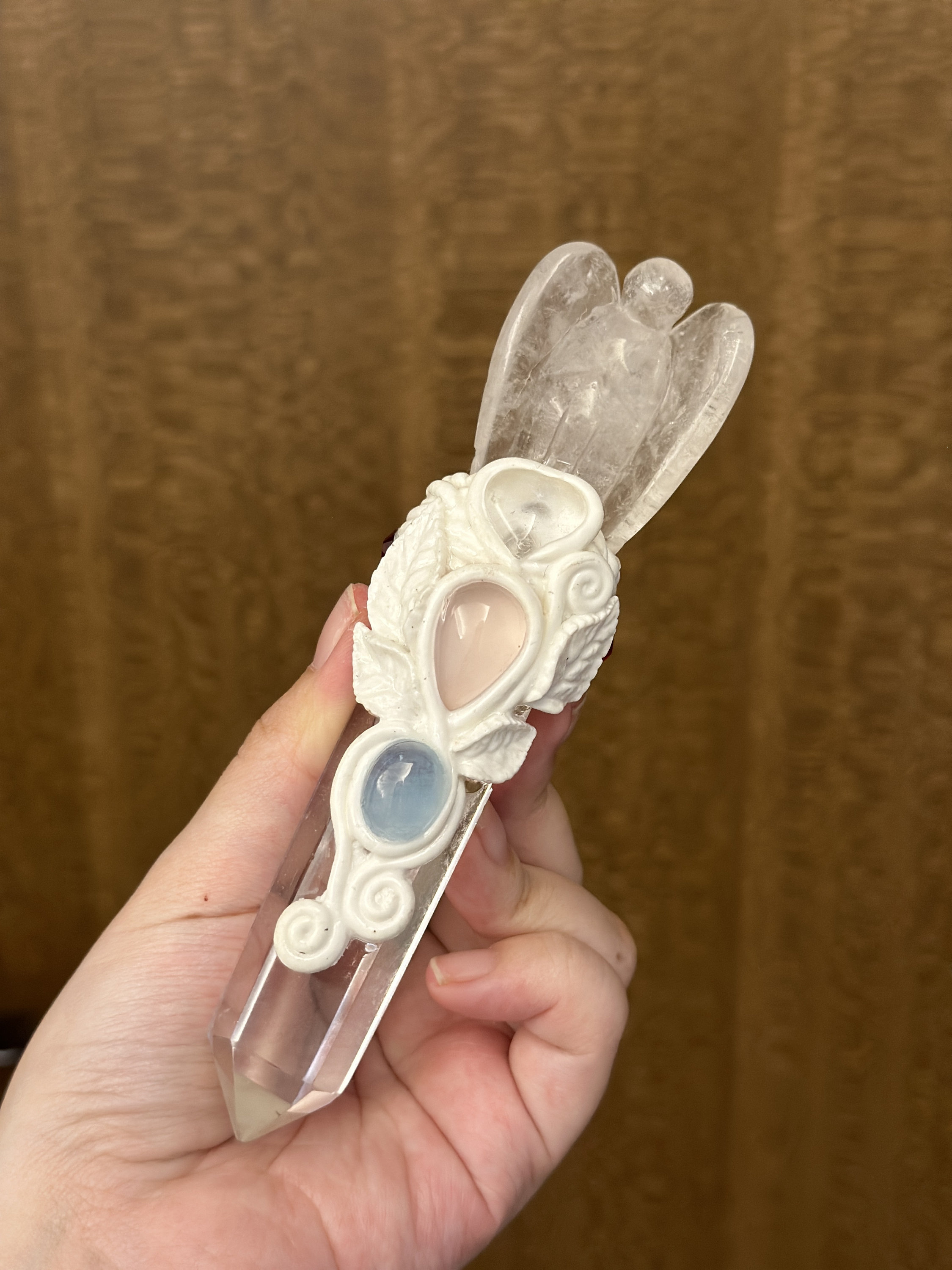CRYSTAL WAND, Crystal Quartz ANGEL Wand With Chakra Crystals, Quartz ...