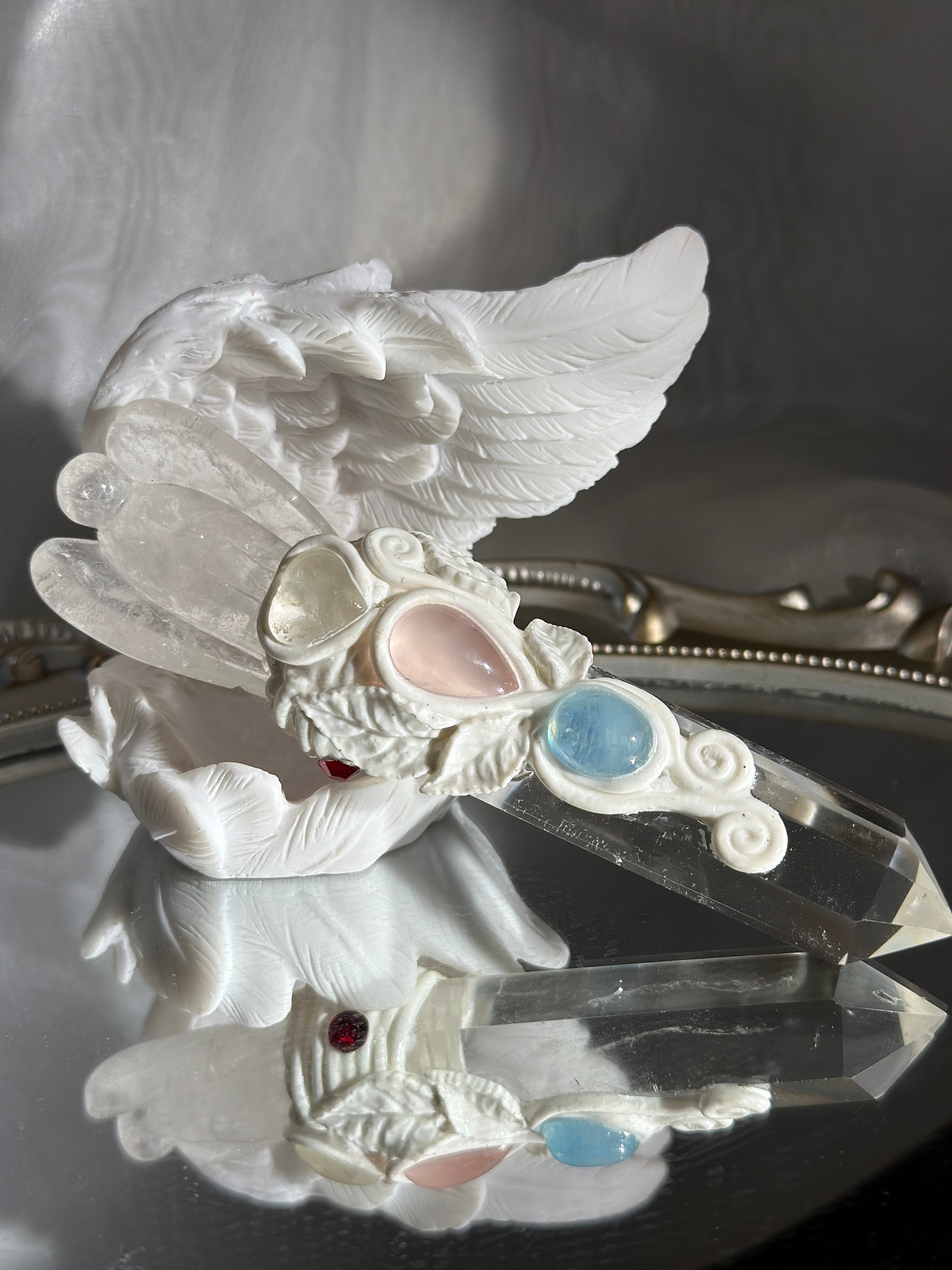 CRYSTAL WAND, Crystal Quartz ANGEL Wand With Chakra Crystals, Quartz ...