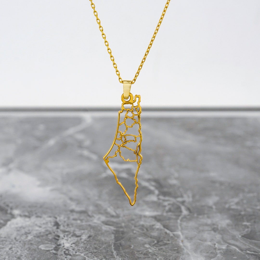 Palestine Necklace Silver Palestinian Map Pendant Free Gaza Islamic ...