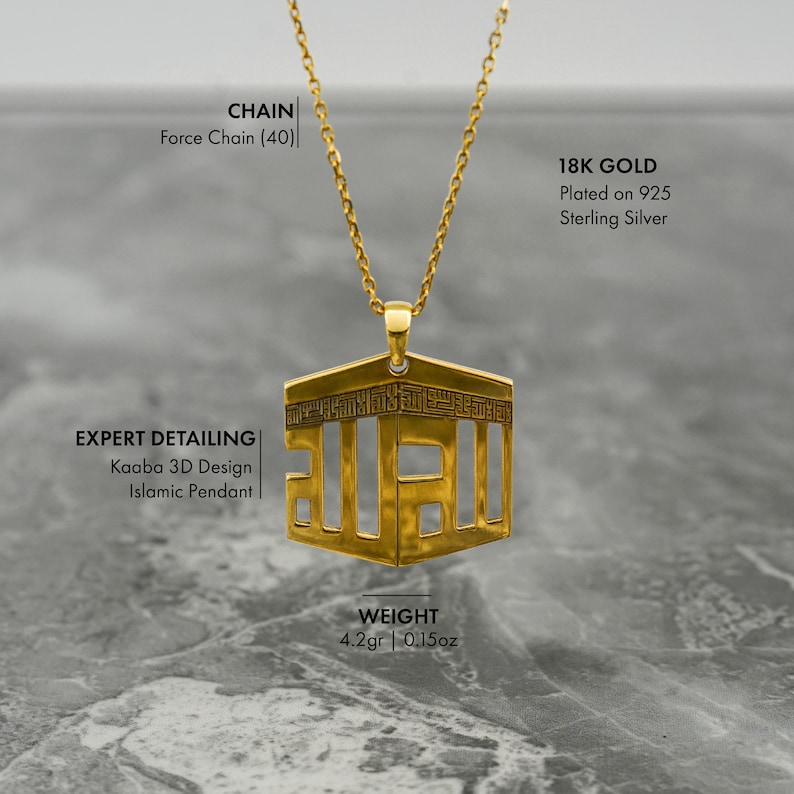 Kaaba Necklace Silver Islamic Jewelry Muslim Pendant Gift for Women Eid ...
