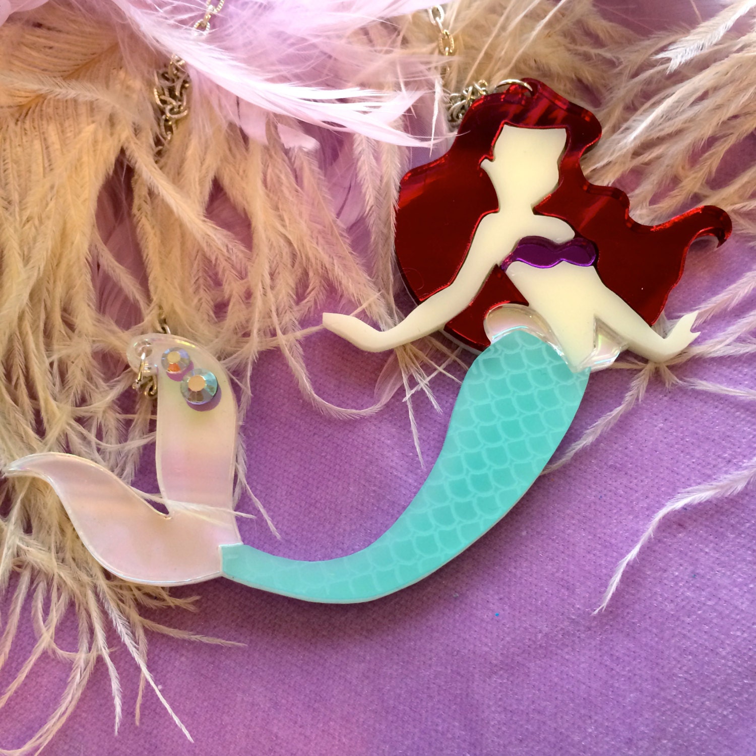The Little Mermaid Laser Cut Acrylic Necklace, Laser Cut Acrylic ...
