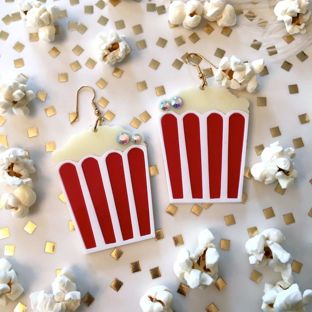 Movie Popcorn Earrings, Laser Cut Acrylic, Plastic Jewelry - Etsy