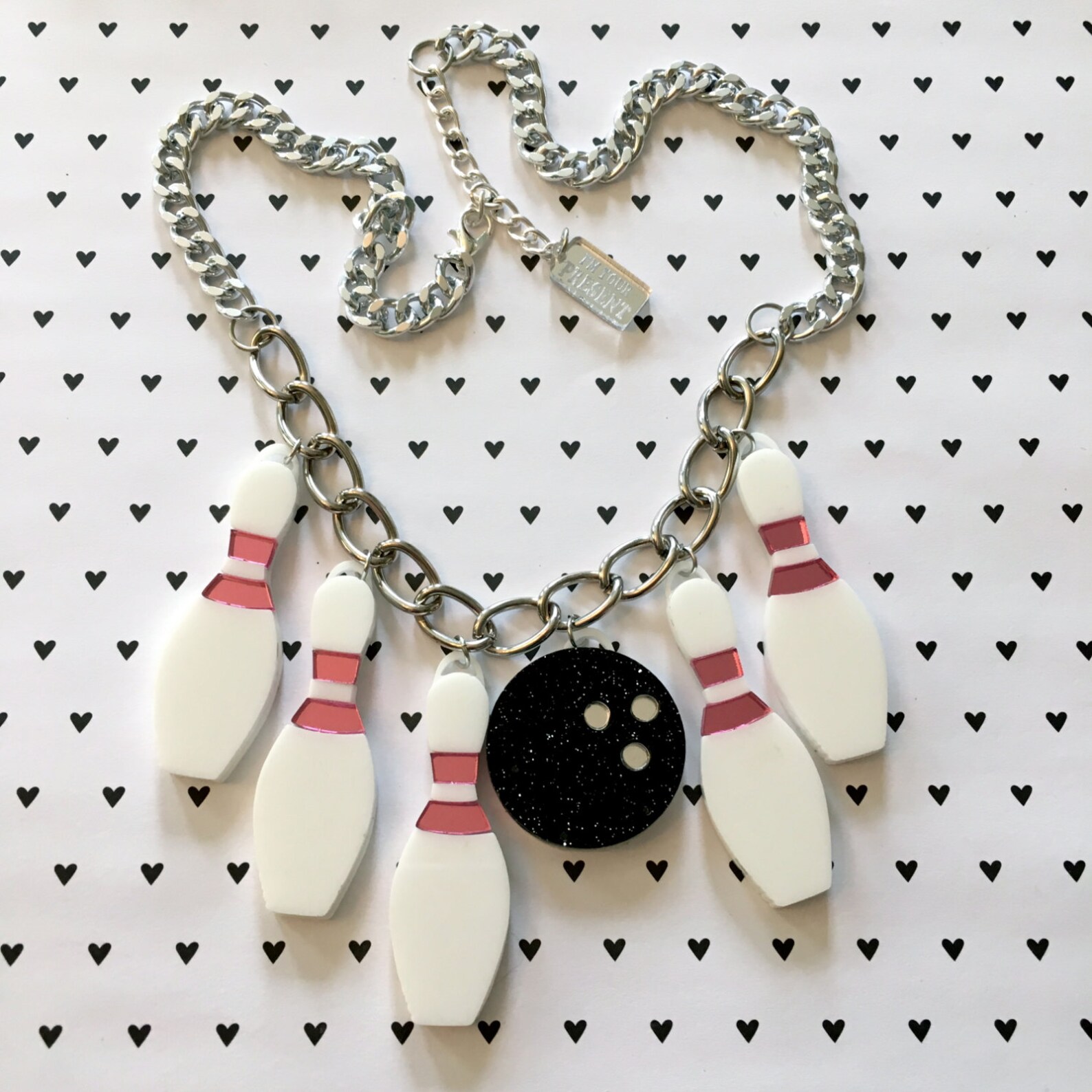 Bowling Pins and Ball Charm Necklace - Etsy UK