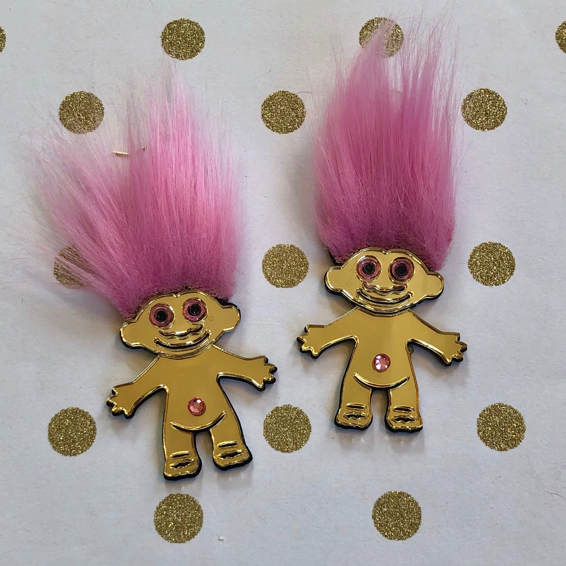 Furry Treasure Troll Pink White or Blue Acrylic Laser Cut - Etsy Australia