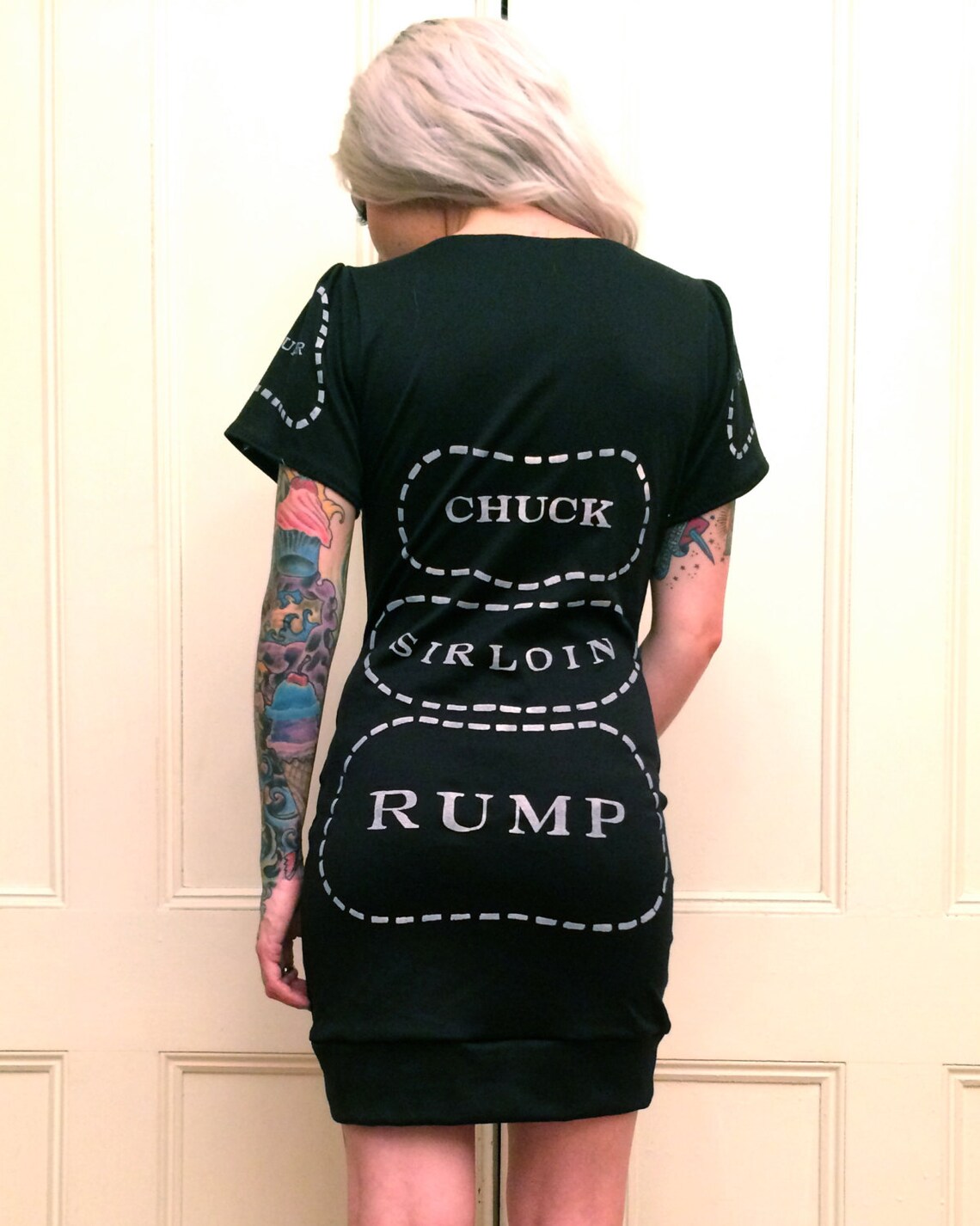 Black Cuts of Meat Screen Print Butcher Dress MADE TO ORDER - Etsy