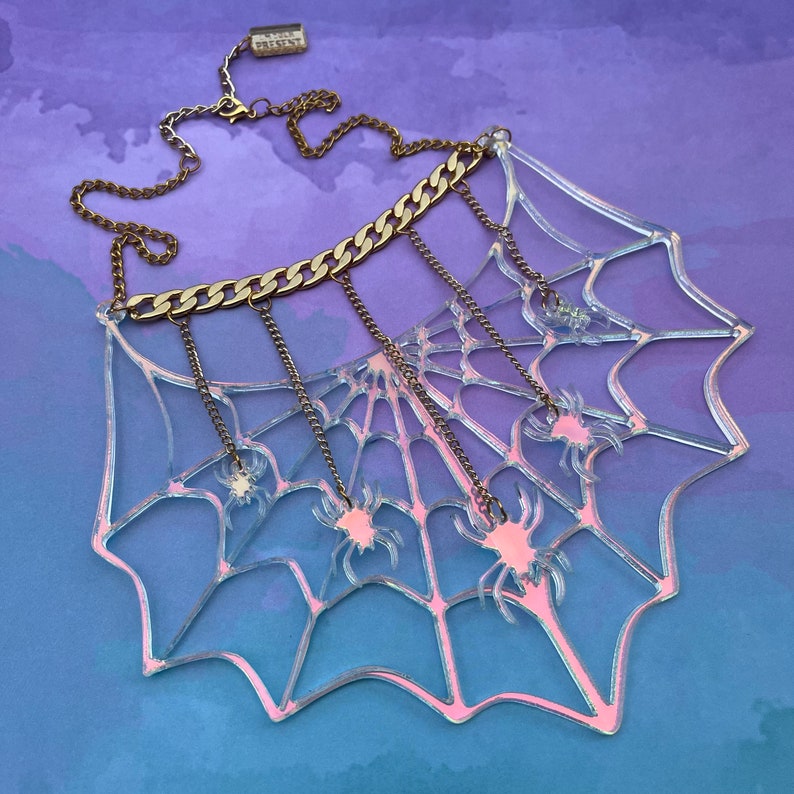 Radiant Spider Web Statement Necklace, Laser Cut Acrylic, Plastic ...