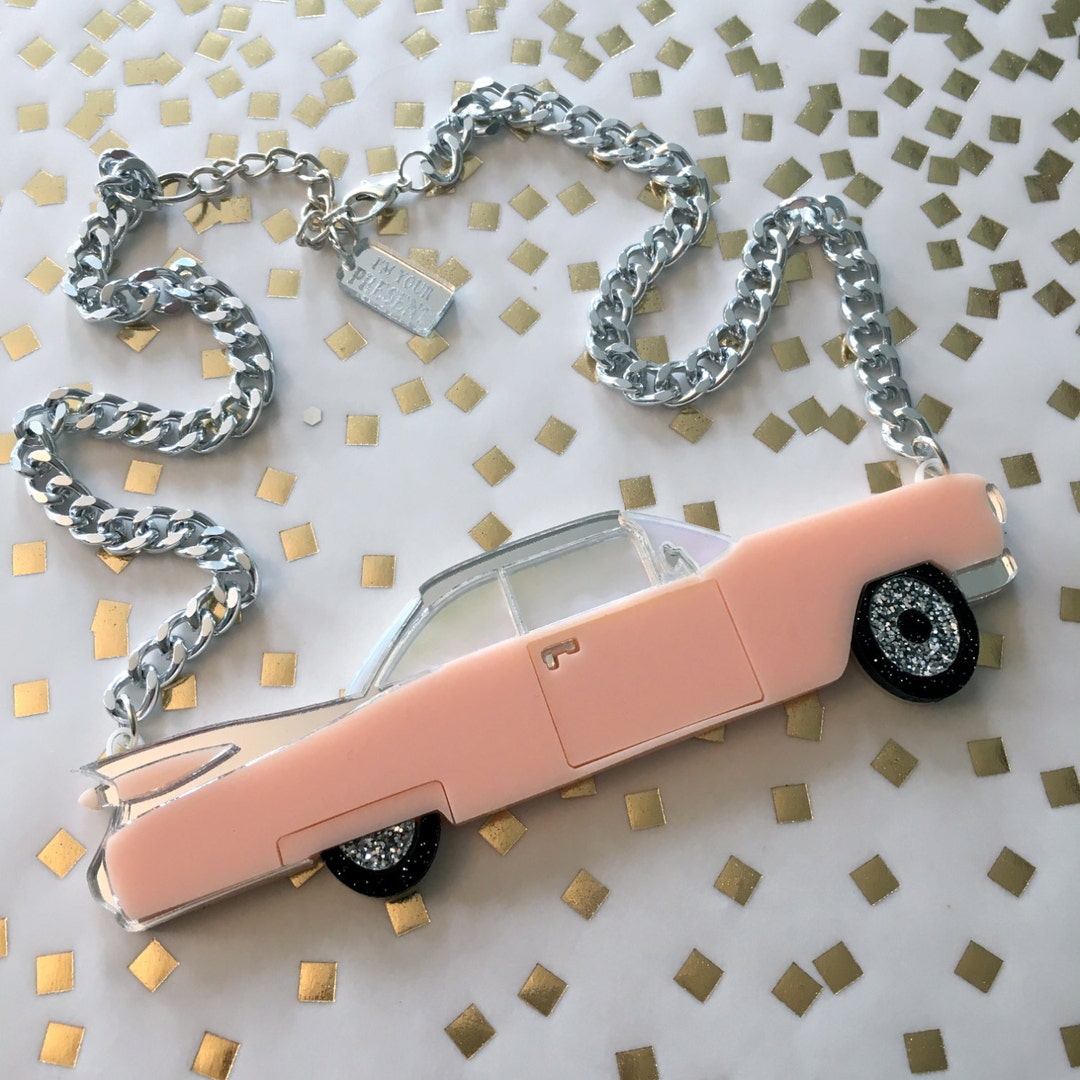 Vintage Cadillac Convertible Car Necklace, Laser Cut Acrylic, Plastic ...