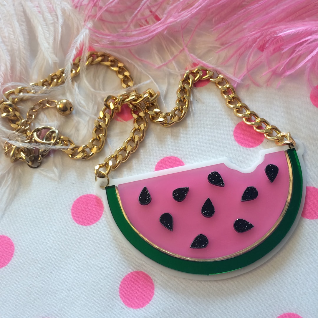 Watermelon Slice Acrylic Necklace - Etsy