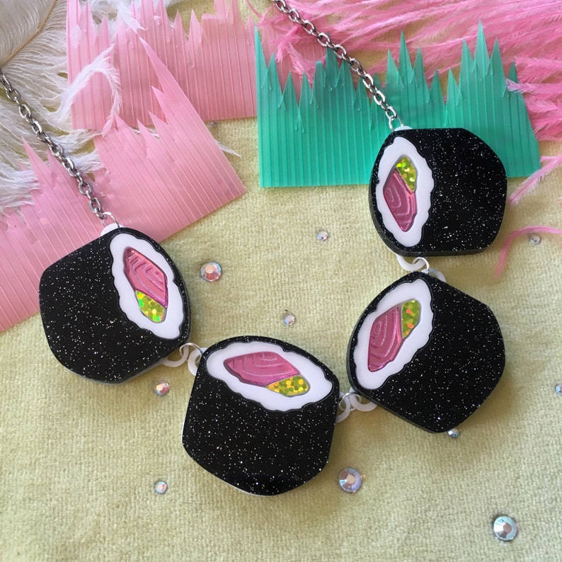 Glitter Sushi Roll Connector Necklace Laser Cut Acrylic - Etsy