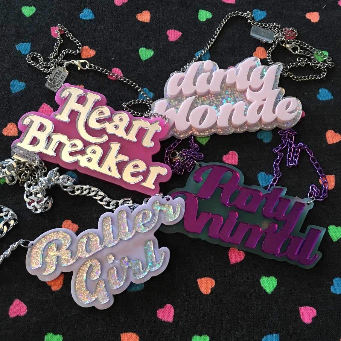 TWO LINED Double Layer Custom Laser Cut Acrylic Necklace | Etsy