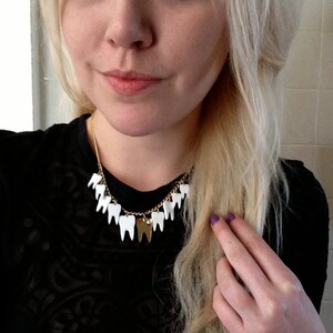 Sweet Tooth Necklace, Teeth, Gold Tooth, Laser Cut Acrylic, Plastic ...