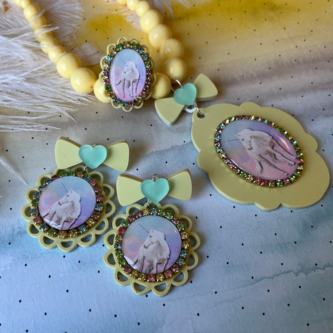 Cameo Set or Pieces, Laser Cut Plastic Costume Jewelry, Necklace ...