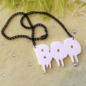 BOO Acrylic Necklace in Black or White - Etsy