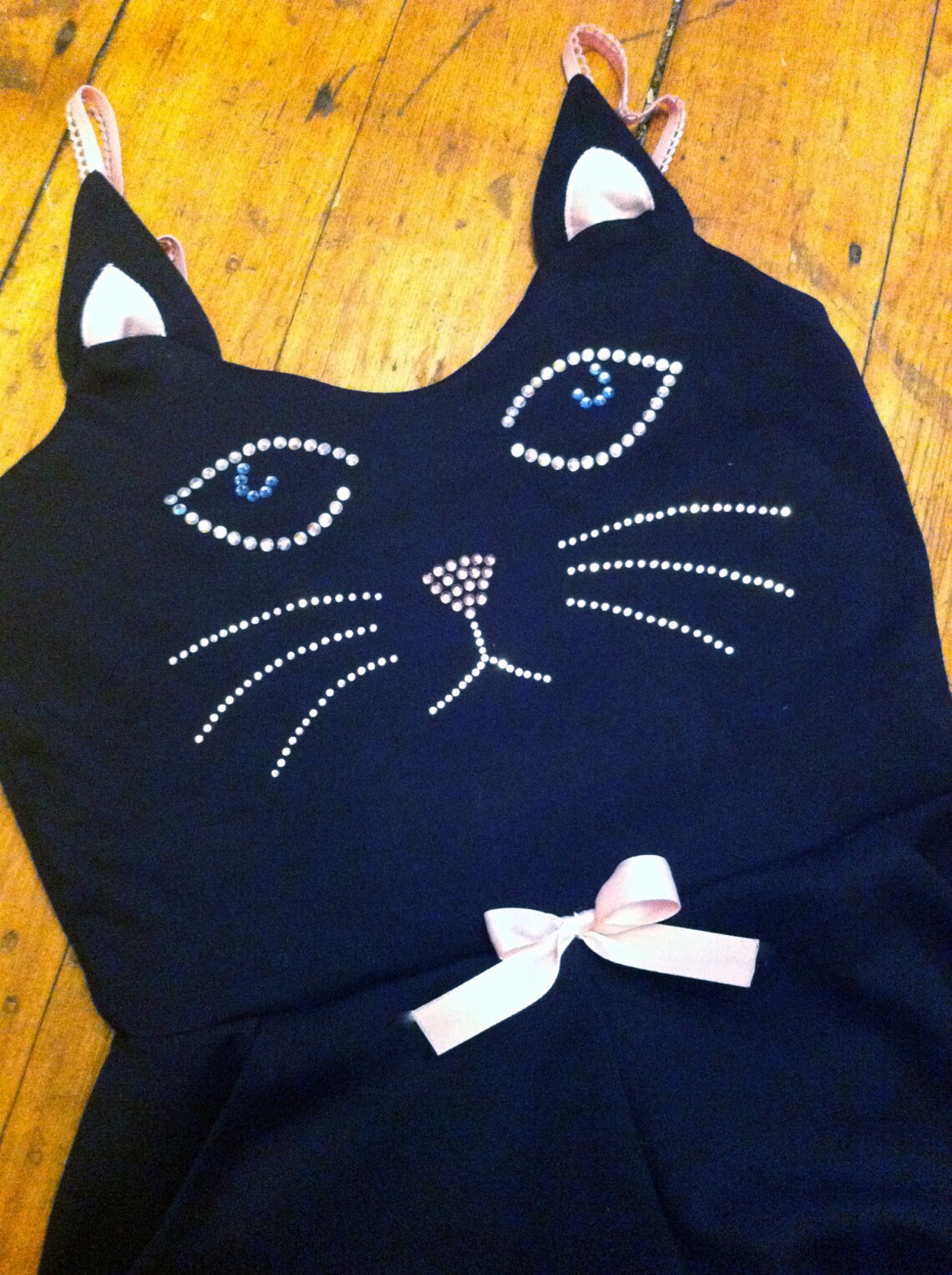 Black Rhinestone Cat Face Playsuit MADE TO ORDER - Etsy