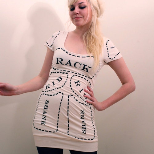 Black Cuts of Meat Screen Print Butcher Dress MADE TO ORDER - Etsy