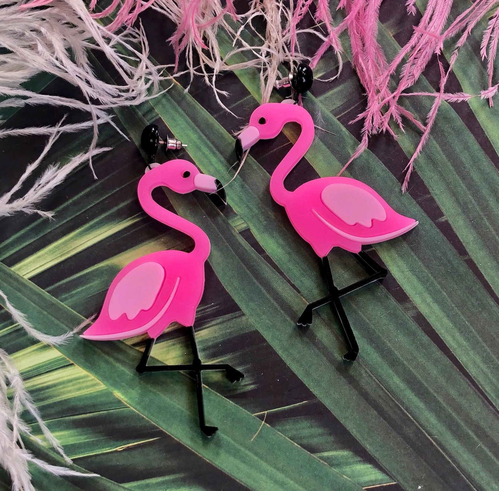 Pink Flamingo Earrings Laser Cut Acrylic Plastic Jewelry - Etsy