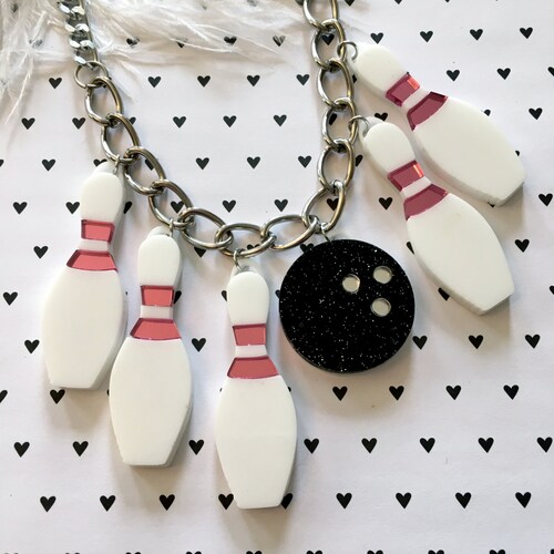 Bowling Pins and Ball Charm Necklace - Etsy UK